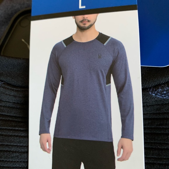 Spyder | Shirts | Nwt Spider Active Wear Dust Navy L Thermal Athletic ...